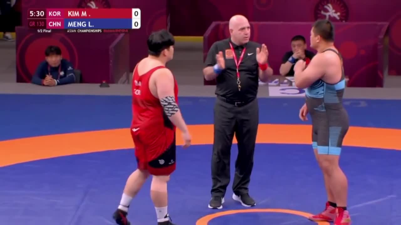 Asian2024 130kg 1_2 KIM Minseok (KOR) vs. Lingzhe MENG (CHN) – МатрёшкаТВ